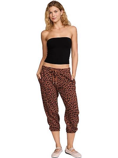 Pink Campus Fleece Capri Jogger Sweatpants - Print