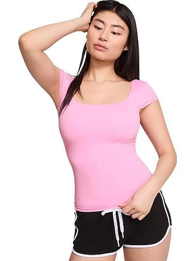 Pink Base Stretch™ Cap-sleeve Tee - Pink
