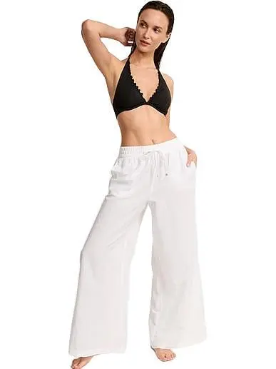 Victoria's Secret Linen Wide-leg Pants - White,ivory