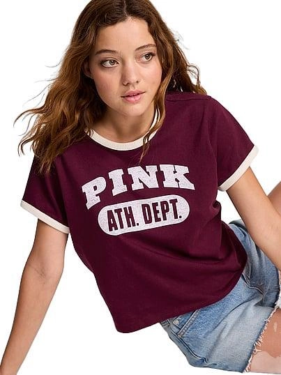 Pink Retro Cotton Tee - Purple