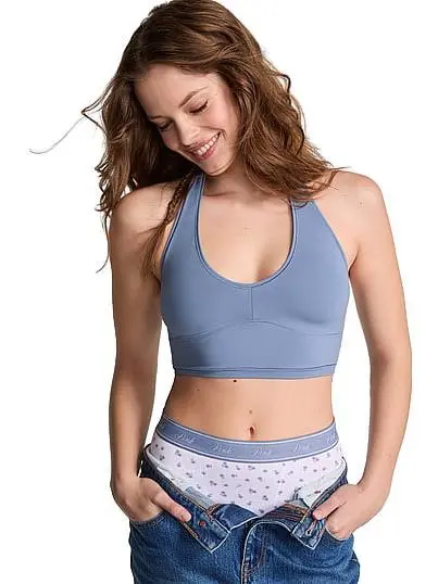 Pink Comfort Base Stretch™ Halter Bra Top - Blue
