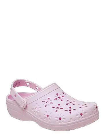 Pink Crocs Classic Floral Cut-out Clog - Pink