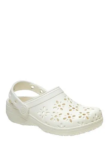 Pink Crocs Classic Floral Cut-out Clog - White,ivory