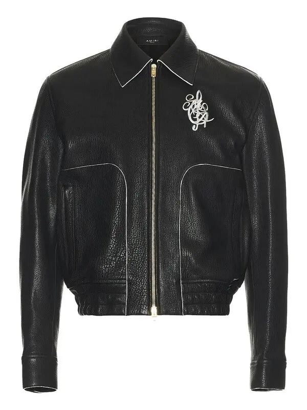Amiri Ma Music Note Leather Blouson - Black