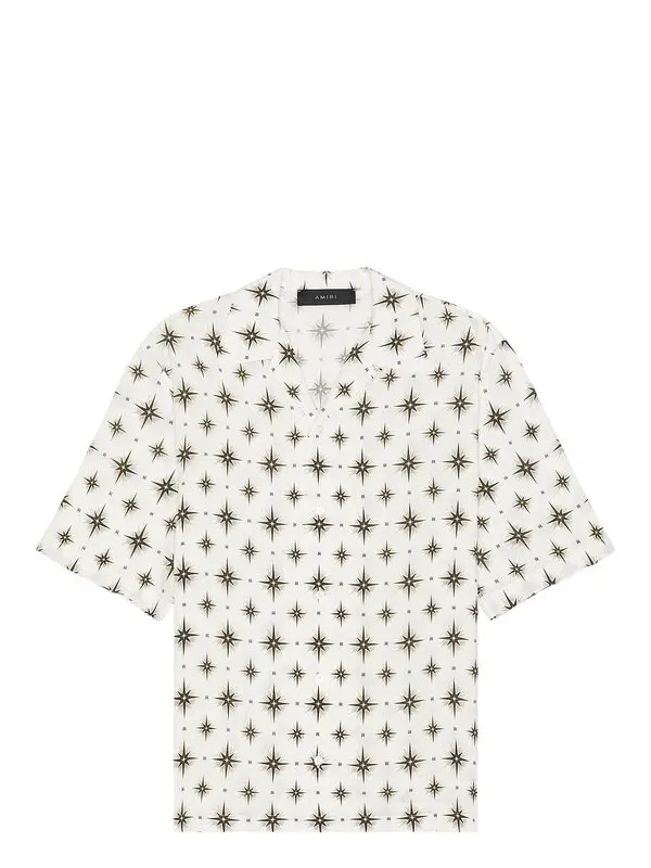 Amiri Micro Starburst Camp Shirt In White - Ivory