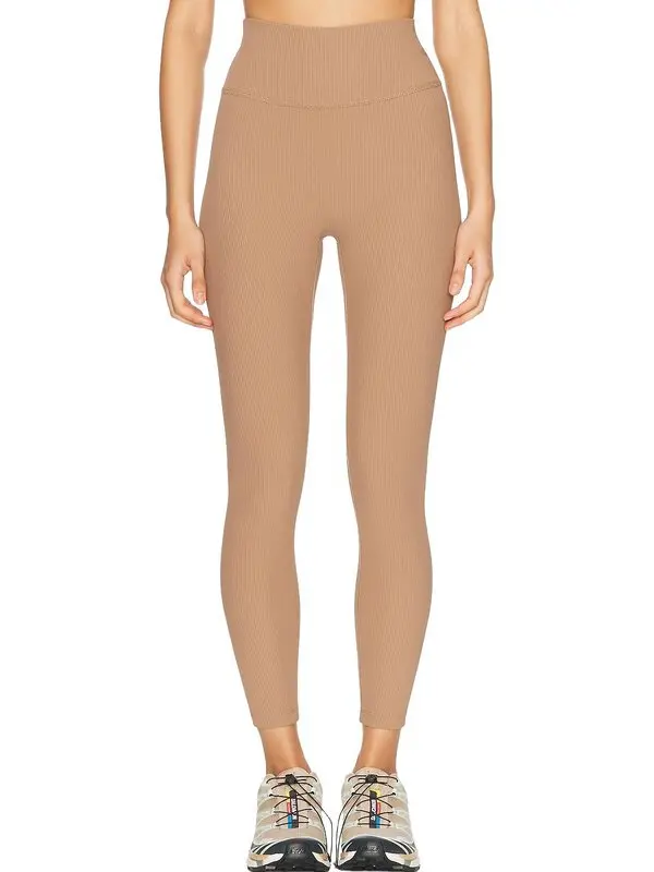 Beyond Yoga Impulse Midi Legging In Brown - Desert Sand