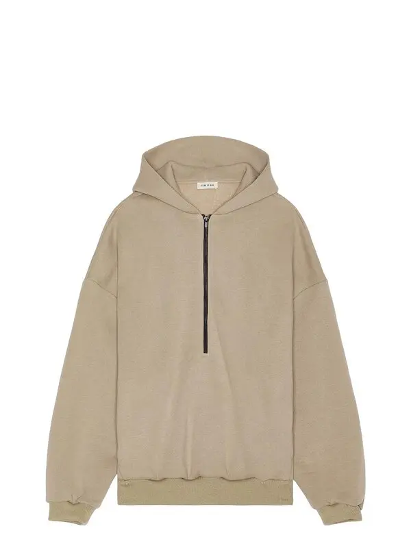 Fear Of God Half Zip Hoodie In Cream - Dusty Beige