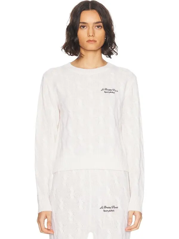SPORTY & RICH X Le Bristol Paris Cashmere Crewneck Sweater - Cream
