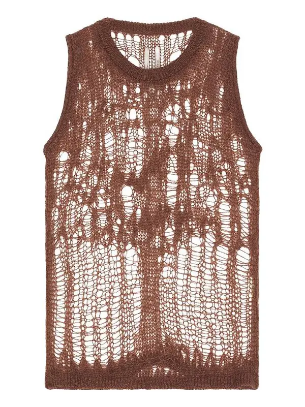 Rick Owens Spider Tank In Brown - Mahogany