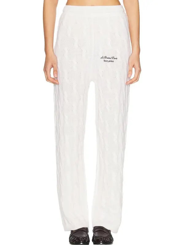SPORTY & RICH X Le Bristol Paris Faubourg Cable Knit Cashmere Pant - Cream