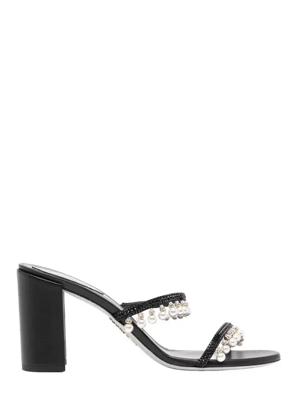 Rene Caovilla Embellished Heeled Sandals - Black