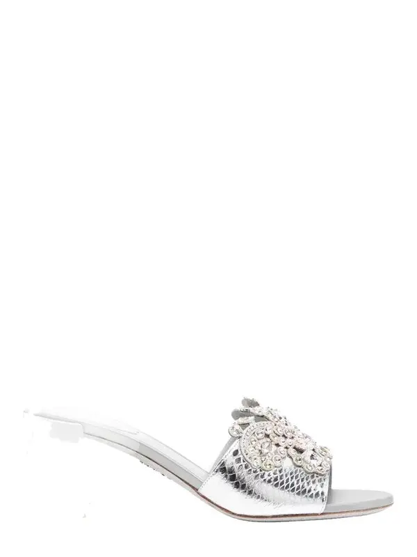 Rene Caovilla Crystal Embellished Sandals - Silver