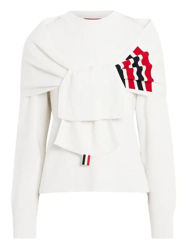 Thom Browne Layered Ribbed Cashmere And Wool-blend Sweater - Off-white