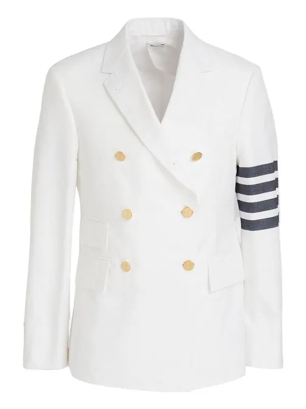 Thom Browne Double-breasted Cotton-twill Blazer - White