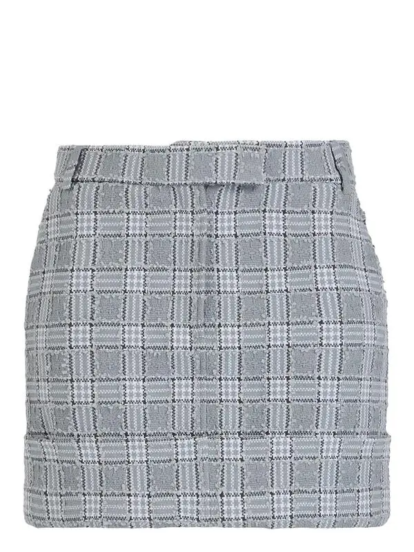 Thom Browne Checked Cotton-blend Tweed Mini Skirt - Gray
