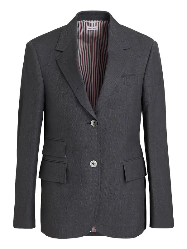 Thom Browne Wool Piqué Blazer - Dark Gray