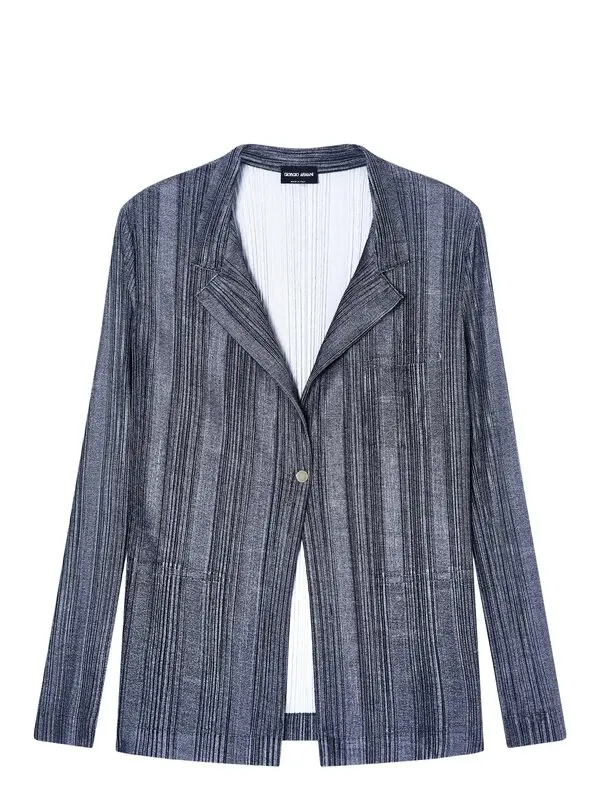 Giorgio Armani Single-breasted Two-tone Pleated Jersey Jacket - Grey