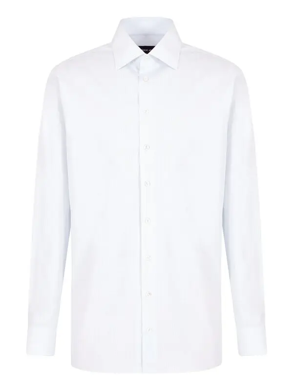 Giorgio Armani Regular-fit Shirt In Luxury Striped Cotton - Light Blue