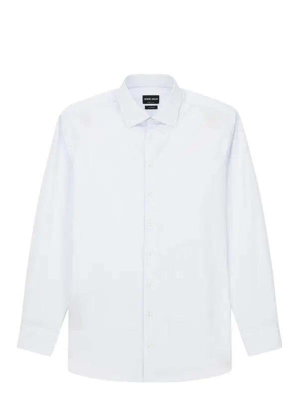 Giorgio Armani Regular-fit Shirt In Luxury Striped Cotton - Light Blue