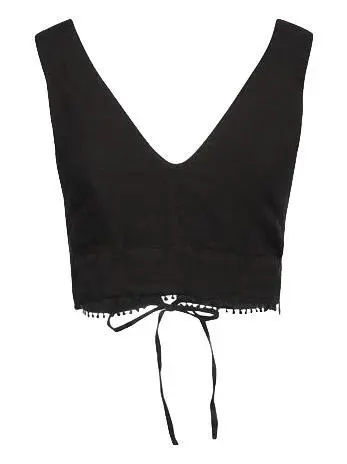 120% Lino Linen Crop Top - Black