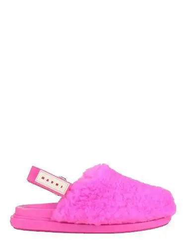 Marni Mules & Clogs Shearling, Leather - Fuchsia
