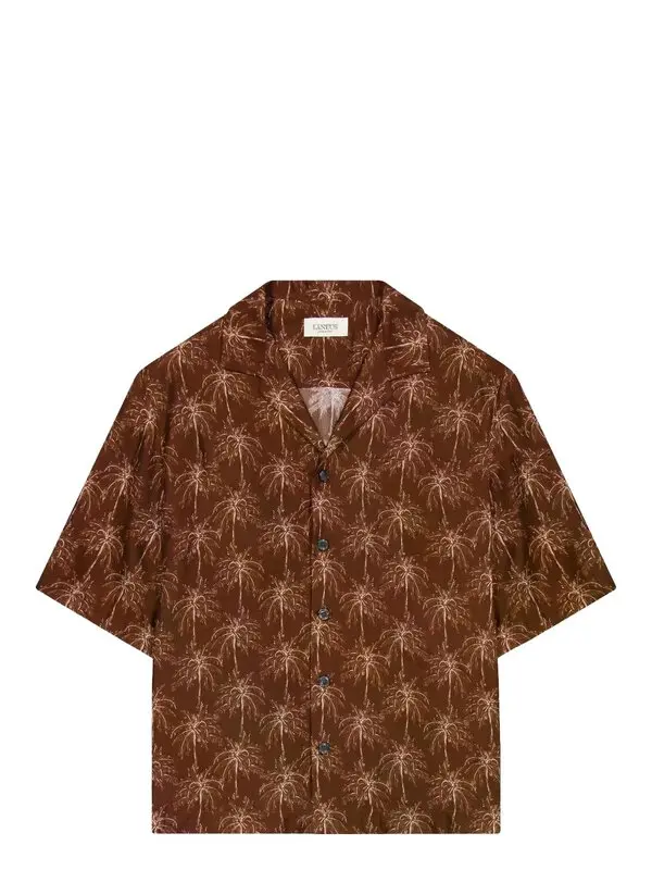 LANEUS Palm-trees Shirt - Brown