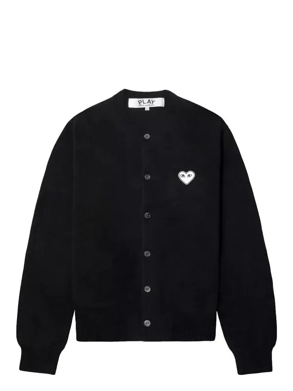 Play Comme Des Garcon Heart-appliqué Cardigan - Black