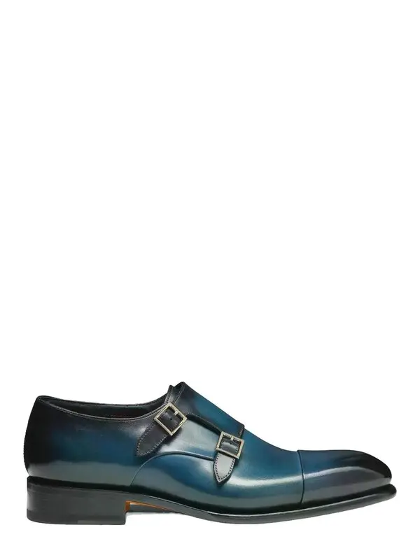 Santoni Leather Monk Shoes - Blue