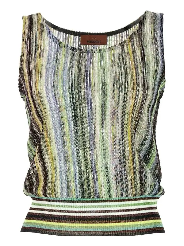 Missoni Striped Lamé Top - Green