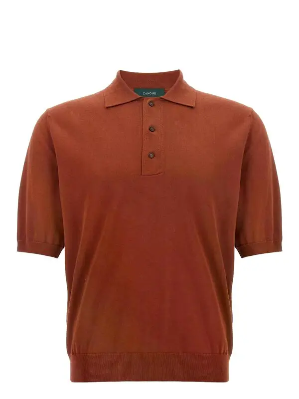 ZANONE Cotton Polo Shirt - Brown