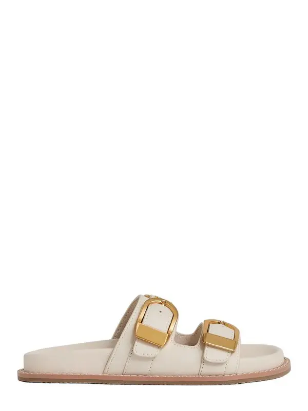 REISS Ella Leather Buckled Sandals - Off White