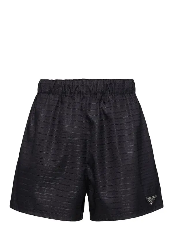 Prada Re-nylon Logo Stripe Shorts - Black