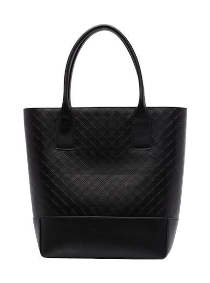 Bottega Veneta Intrecciato Embossed Leather Tote Bag - Black