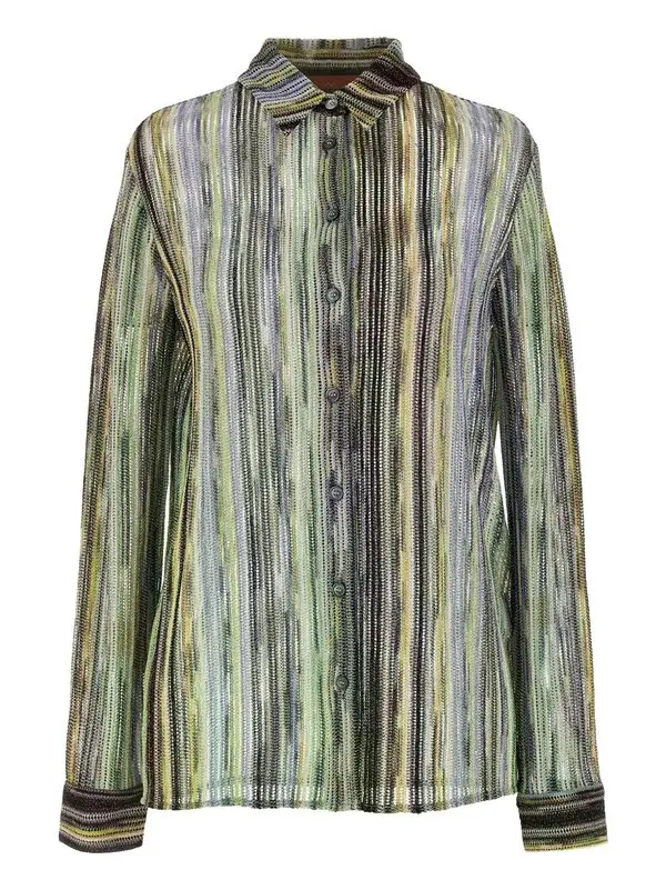 Missoni Striped Lamé Shirt - Green