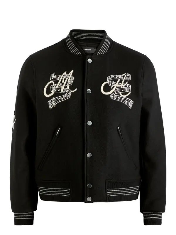Amiri Hollywood Music Club Wool-blend Bomber Jacket - Black