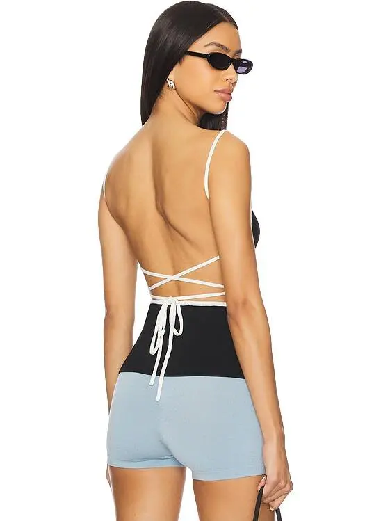 ALL THE WAYS Anya Open Back Top - Black & White