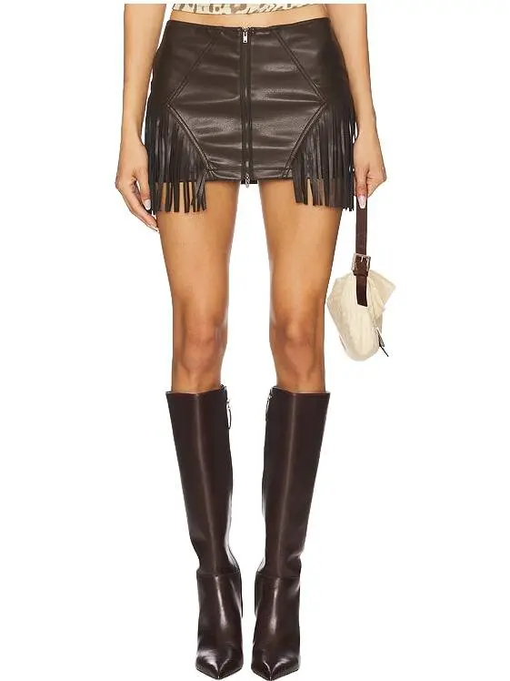 Superdown Riley Faux Leather Mini Skirt - Dark Brown