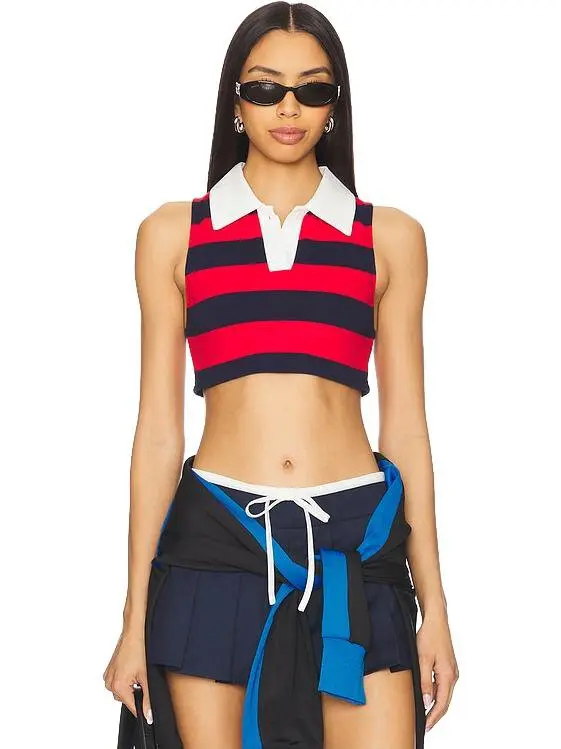 Superdown Koko Crop Top - Red & Navy