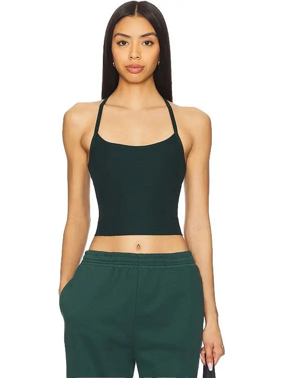 Beyond Yoga Space Dye Slim Racerback Cropped Tank Top - Dark Spruce Green