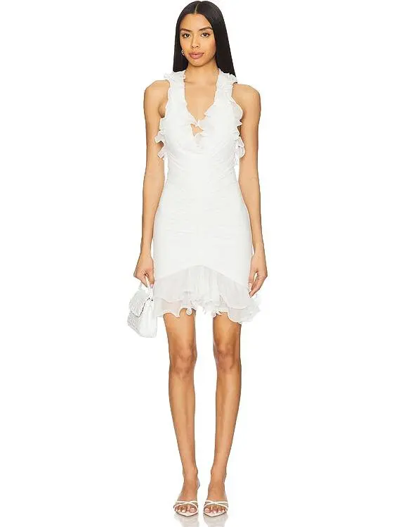 PatBO Plunge Mini Dress - White