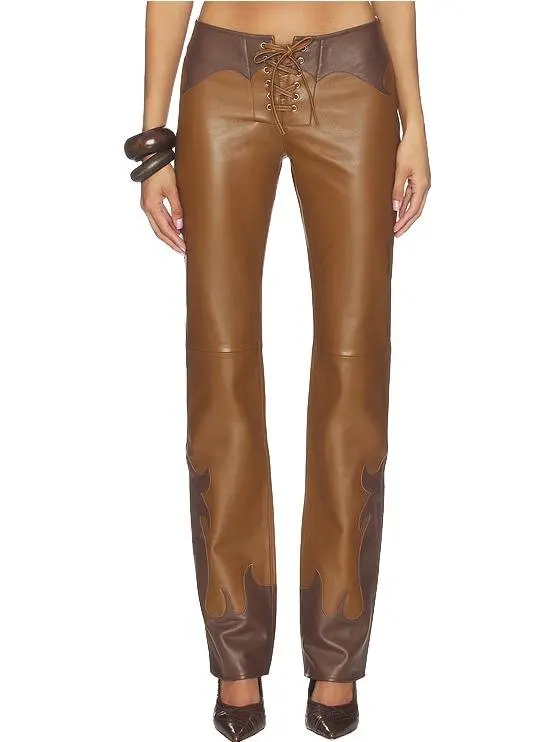 Miaou Element Leather Pants - Western Brown