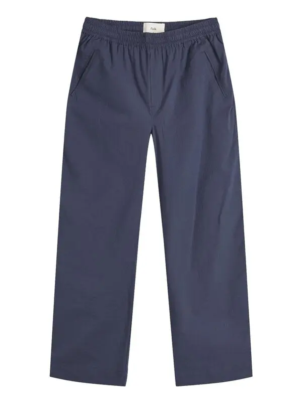 Folk Seersucker Drawcord Assembly Pants - Navy