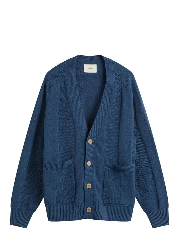 Folk Saddle Cardigan - Navy Mix