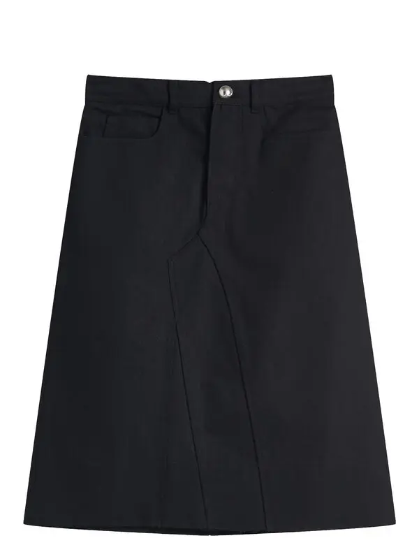 JIL SANDER Cotton Poplin Midi Skirt - Black