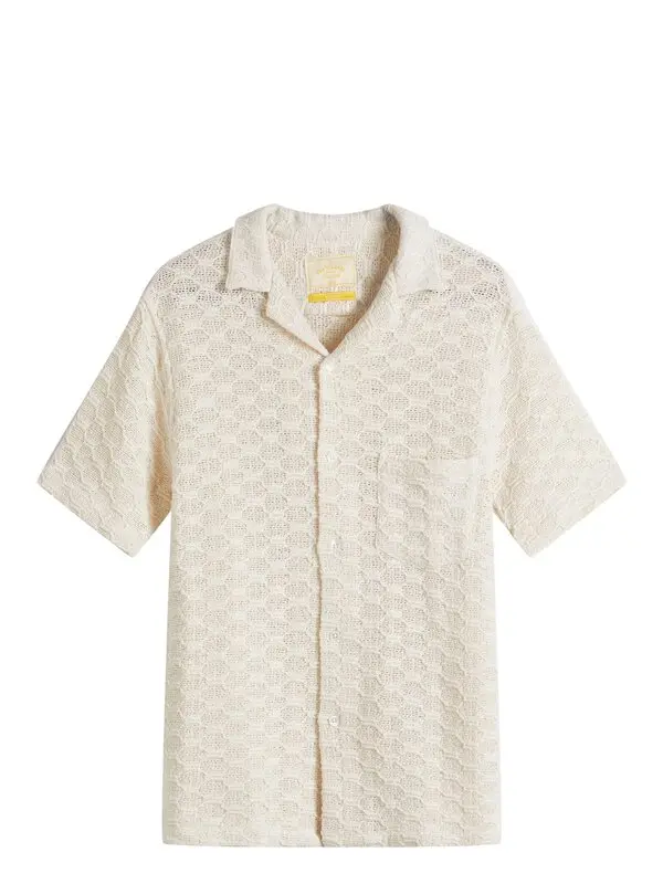 Portuguese Flannel Net Cotton Knit Vacation Shirt - Natural