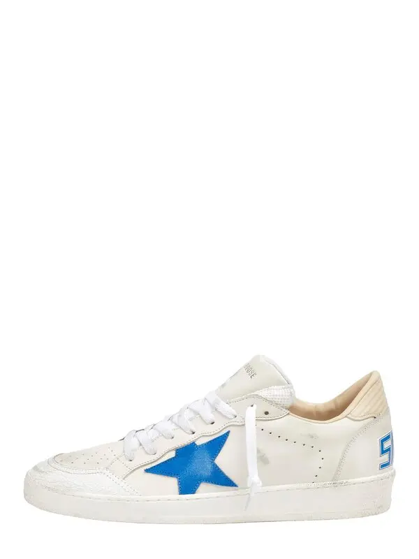 Golden Goose Ball Star Leather Sneakers - White/bluette/wood Ash