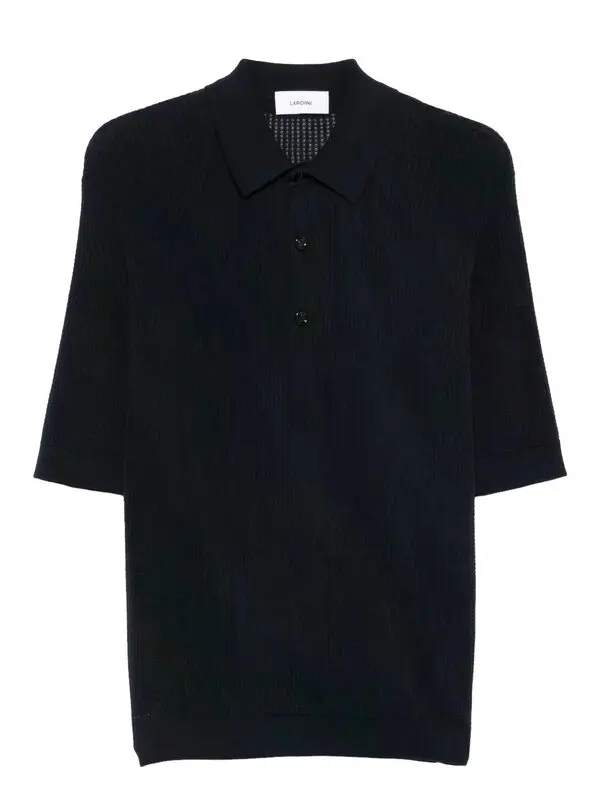 LARDINI Waffle-knit Polo Shirt - Blue