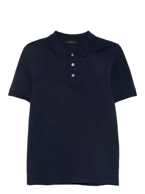 FAY Piqué-weave Polo Shirt - Blue