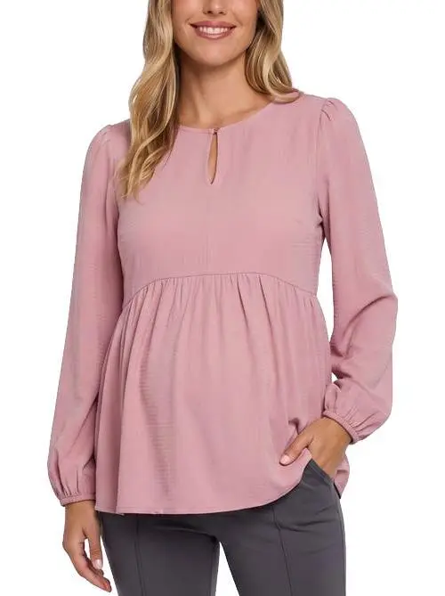 Motherhood Maternity Long Sleeve Empire Waist Woven Blouse - Soft Violet