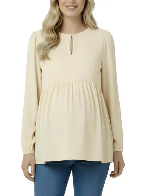 Motherhood Maternity Long Sleeve Empire Waist Woven Blouse - Soft Yellow